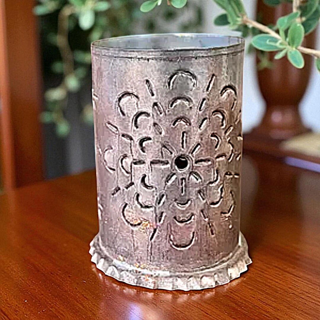 Handcrafted Punched Tin Candle Holder Rustic Mexican Decor Vintage ...