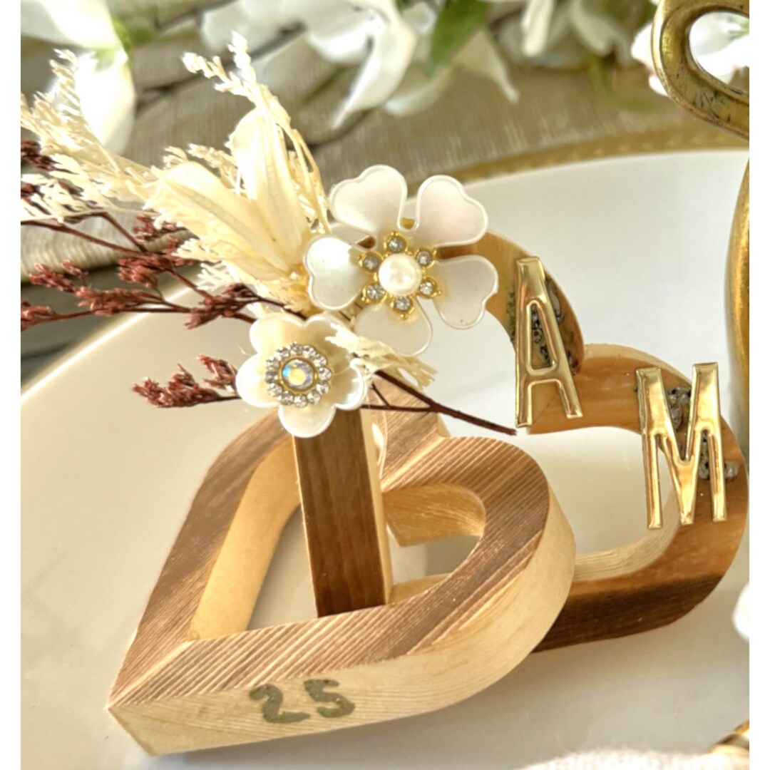 Bespoke Heart Table Decor Rustic Wedding Keepsake Personalized Heart ...
