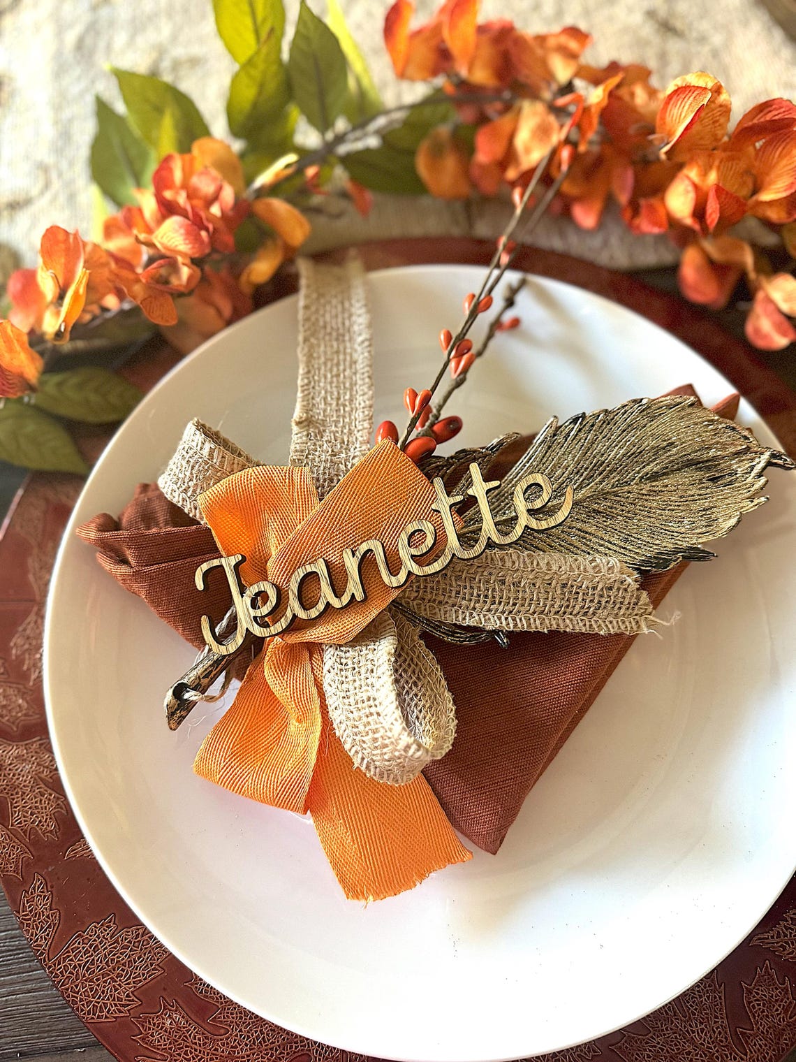 Fall Custom Name Place Setting Thanksgiving Table Decor Fall Harvest ...
