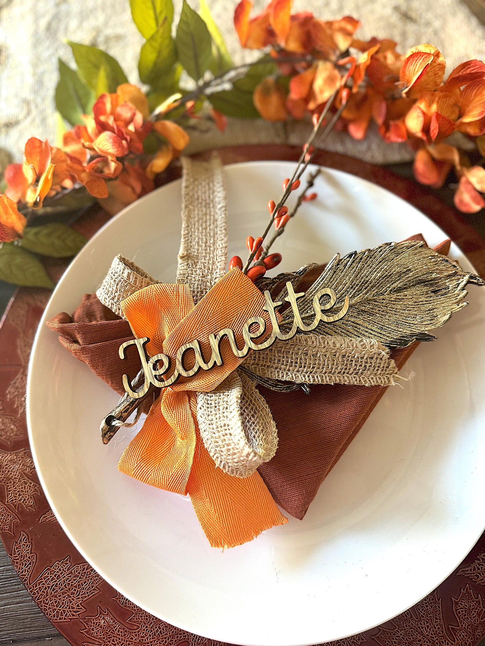 Fall Custom Name Place Setting Thanksgiving Table Decor Fall Harvest ...