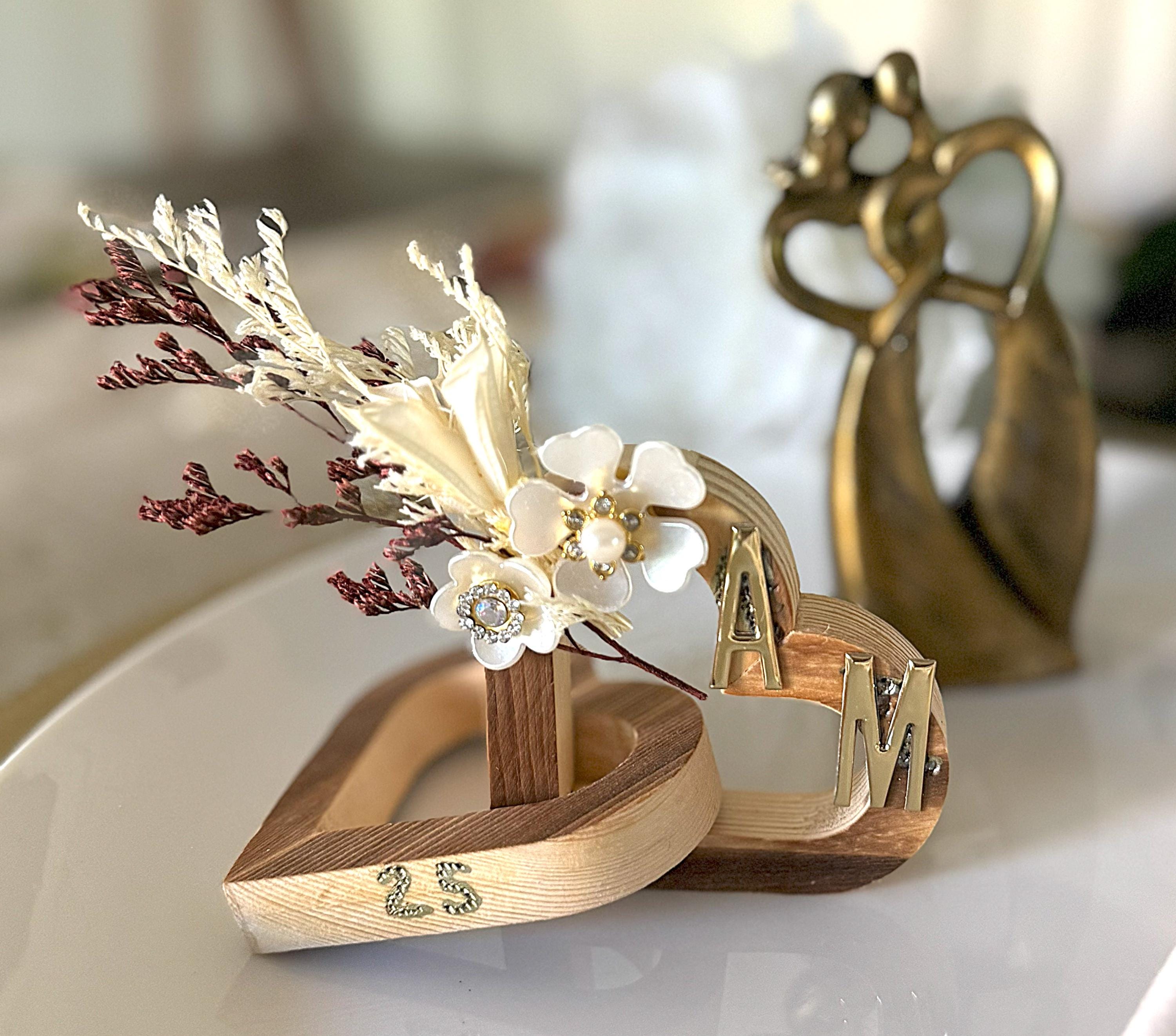 Wedding Keepsake Custom Heart Decor Floral Table Decor Bride Groom ...