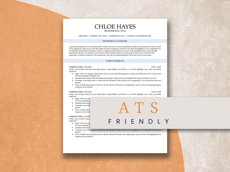 ATS Friendly Resume Template, CV and Cover Letter Template for Word and ...