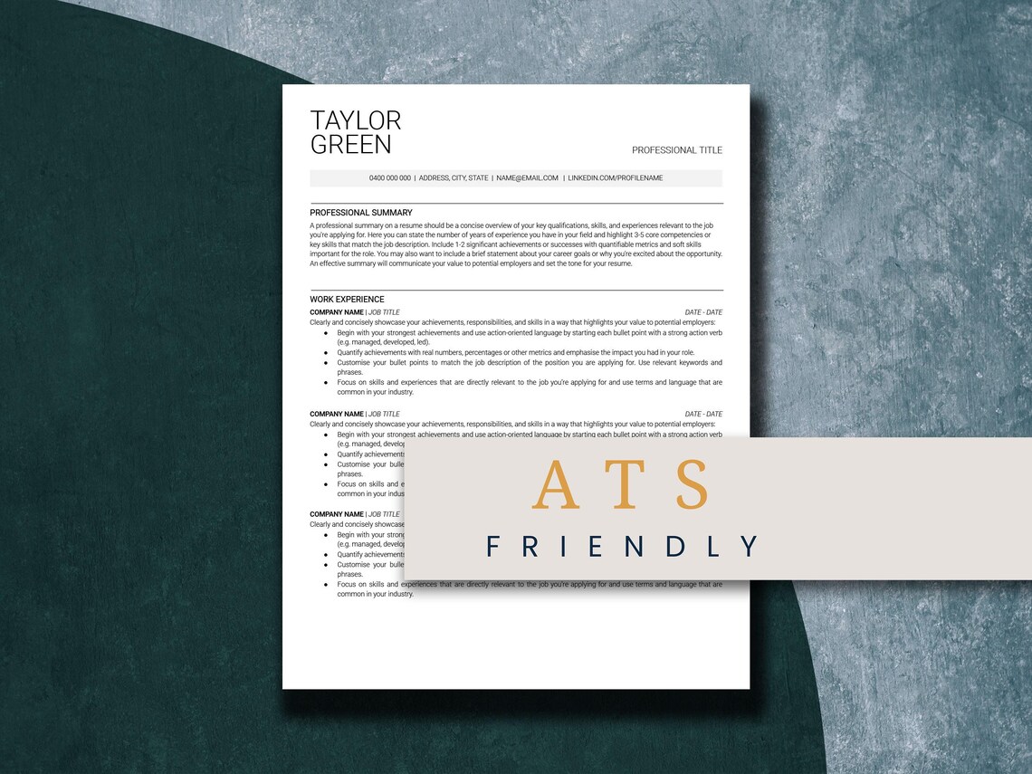 ATS Resume Template for Google Docs and Word, ATS Cover Letter Template ...