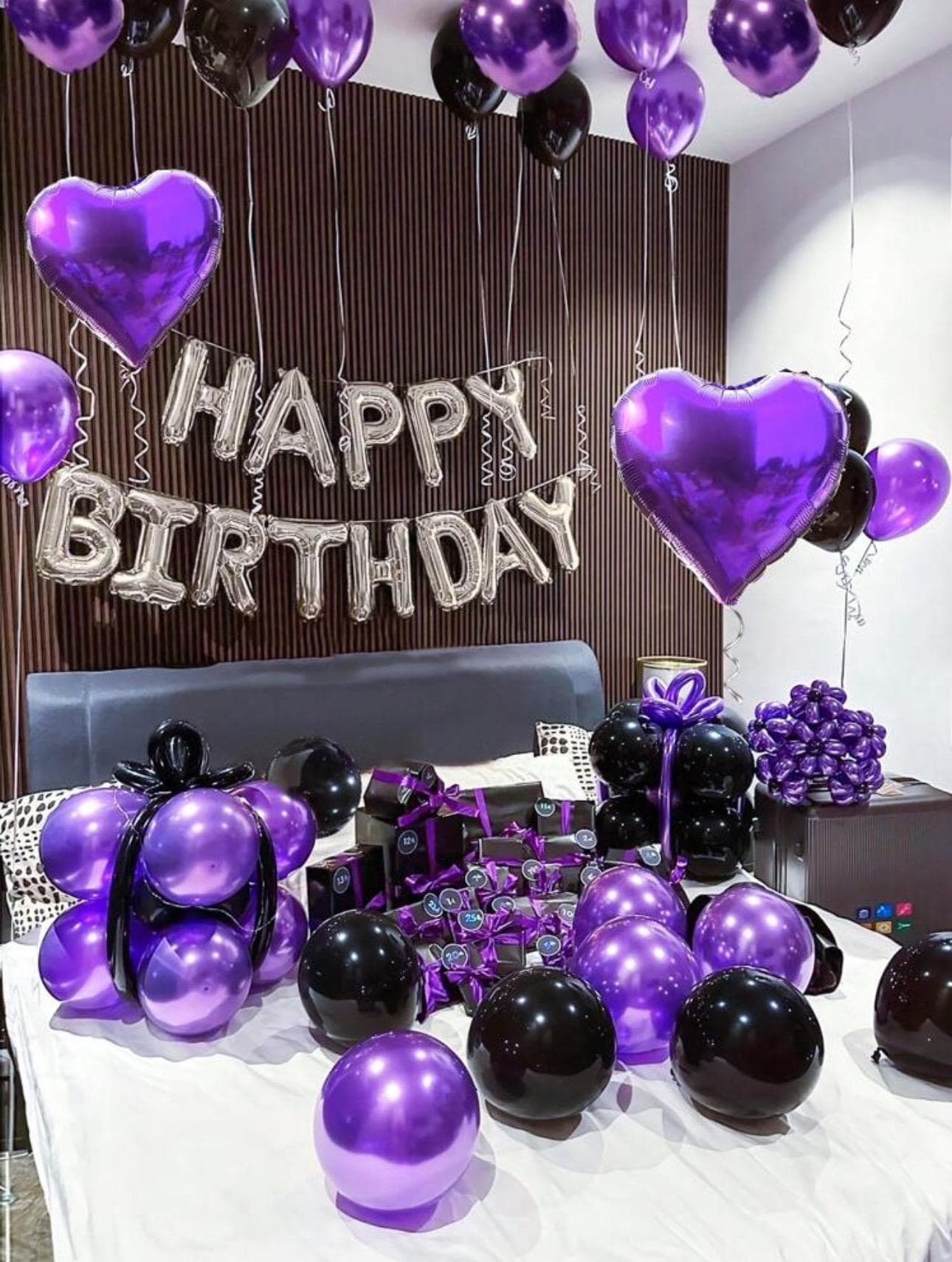 61pcs Silver Happy Birthday Letter Foil Balloon, Including Black ...