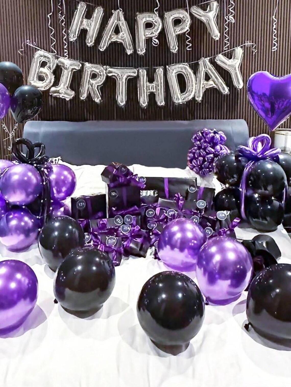 61pcs Silver Happy Birthday Letter Foil Balloon, Including Black ...
