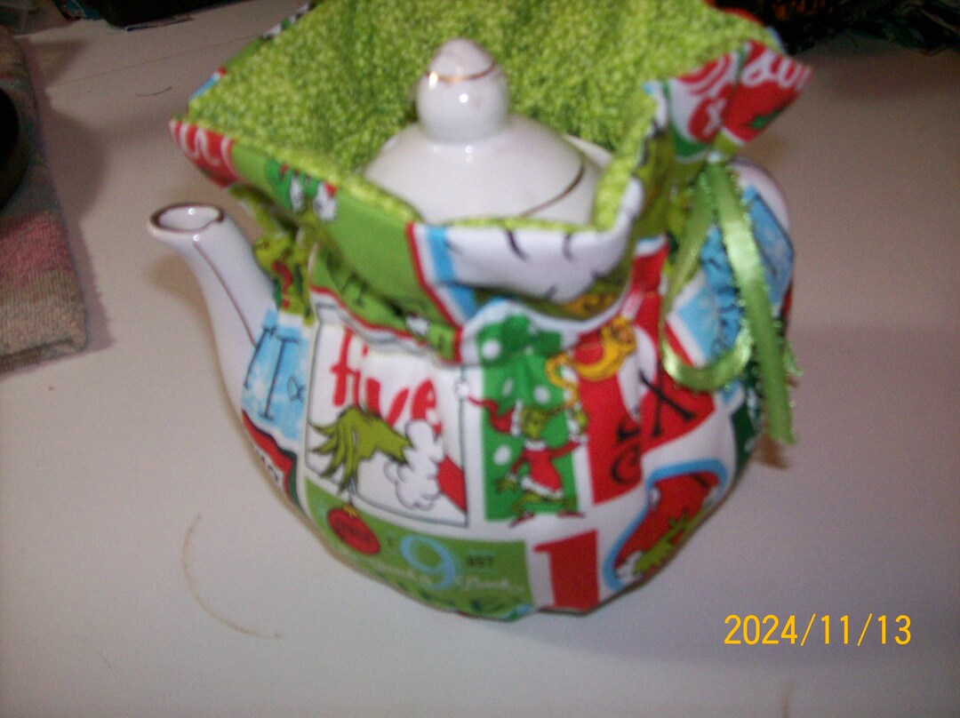 Grinch on Green Small Tea Cozy- Insulated - Reversible - Etsy