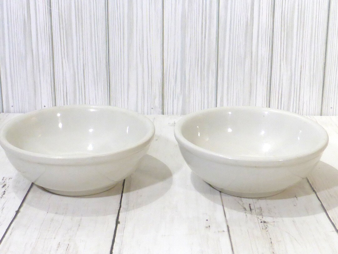 Vintage White Heavy Ceramic Tepco Bowls Set of 2 Restaurantware Fruit ...