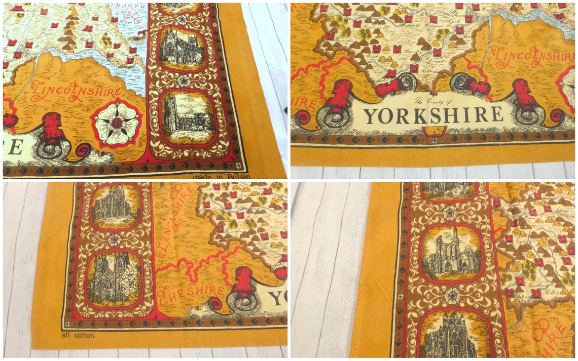 Vintage Yorkshire England Souvenir Cotton Dish Towel Made in - Etsy
