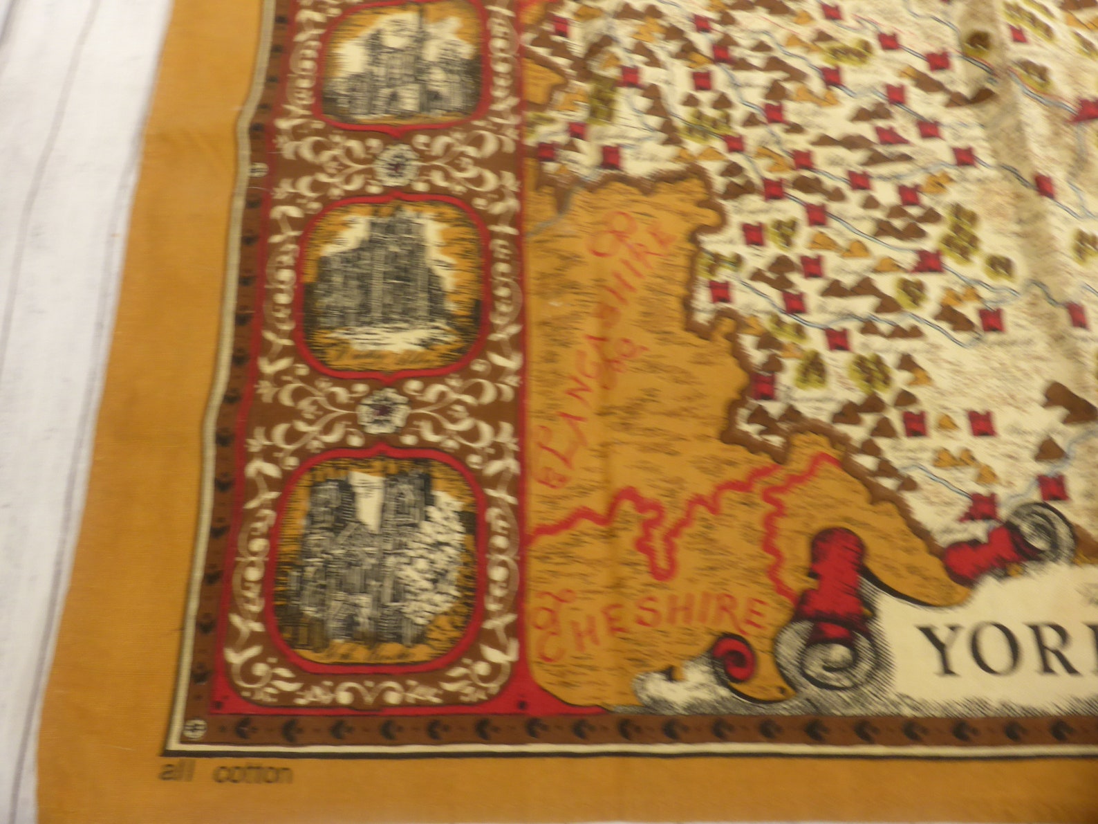 Vintage Yorkshire England Souvenir Cotton Dish Towel Made in - Etsy