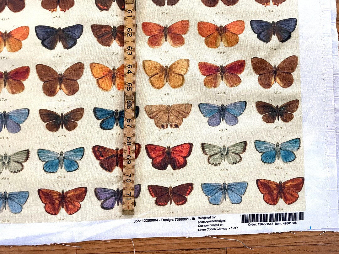 Spoonflower Fabric Destash 3 Yards Uncut Butterfly Vintage Print on ...