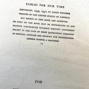 Vintage James Thurber Fables for Our Time Illustrated Poems and Verse ...
