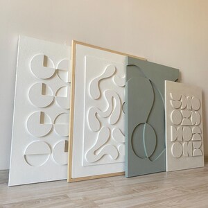 Shapes, Oversized Wall Decor, Custom Size Wall Art, White Textured Art ...