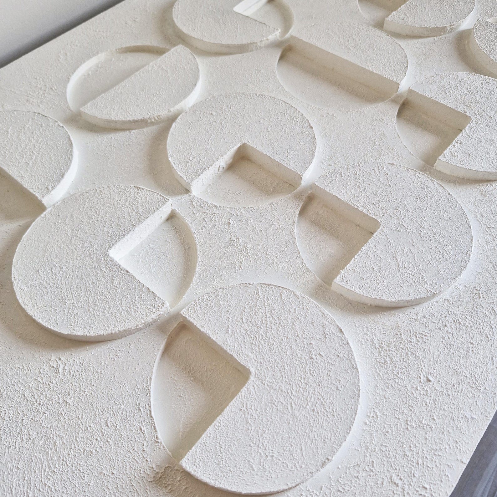 Shapes, Oversized Wall Decor, Custom Size Wall Art, White Textured Art ...