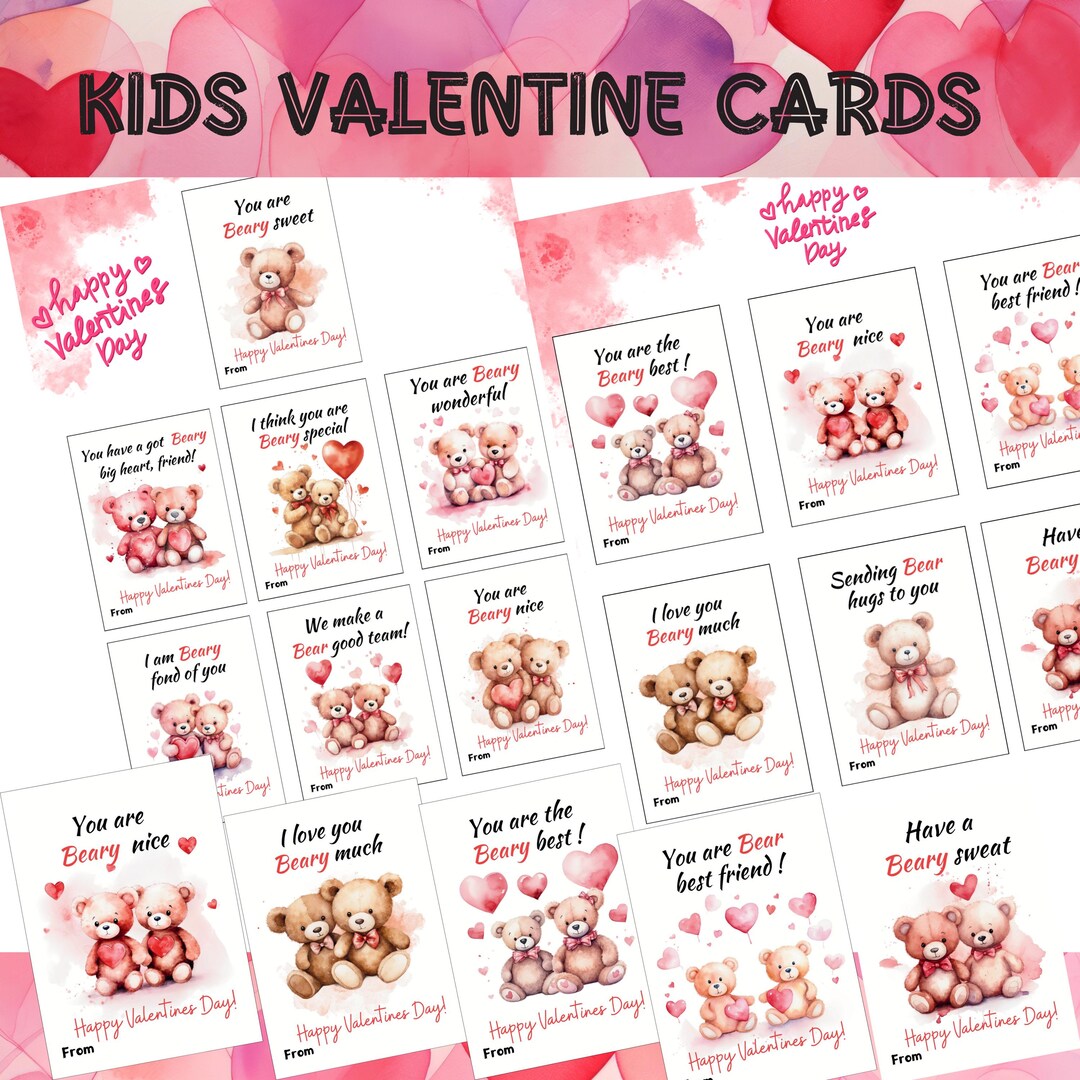 Bear Valentine Card,cute Bear Love Card,digital Download,perfect for ...