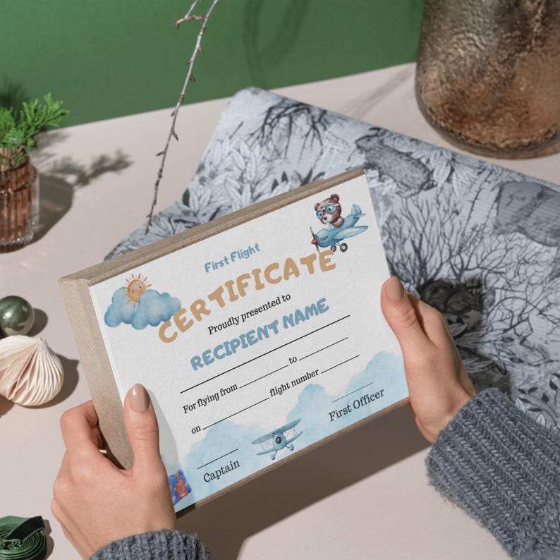 My First Flight Certificate for Kids,editable Travel Keepsake,toddler ...