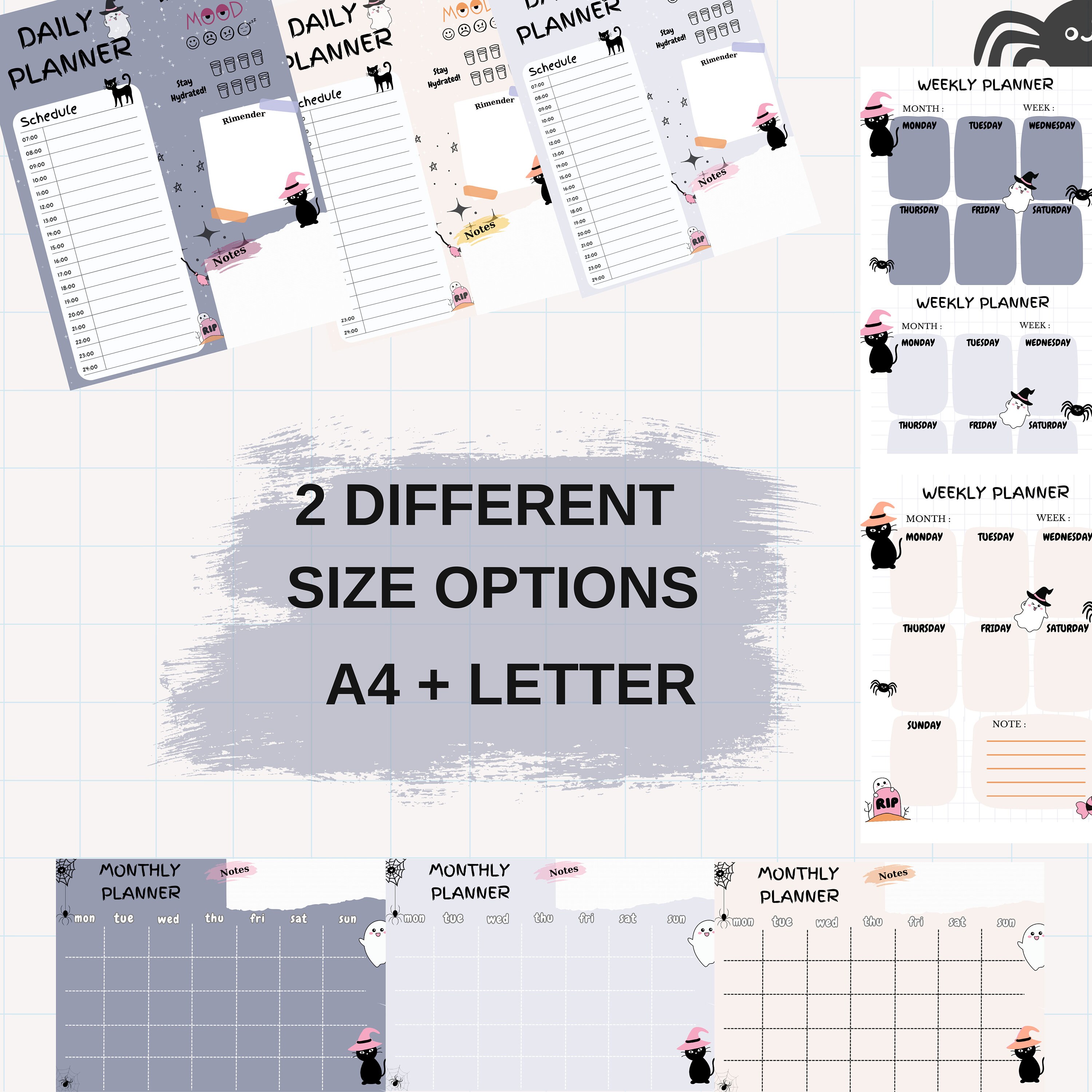 Spooky Daily Planner,crafty Mandy,daily Schedule,witchy Planner,gothic ...