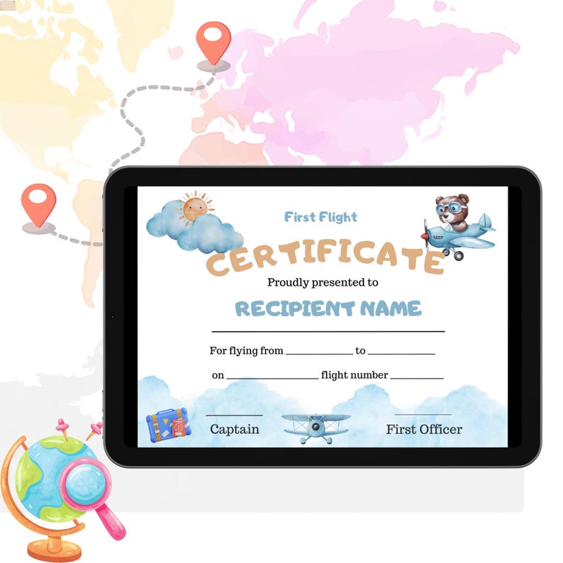 My First Flight Certificate for Kids,editable Travel Keepsake,toddler ...