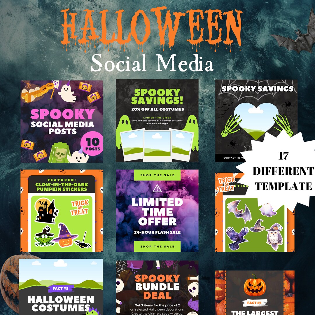 Halloween Social Media Templates,bundle Deals,spooky Social Media Post ...