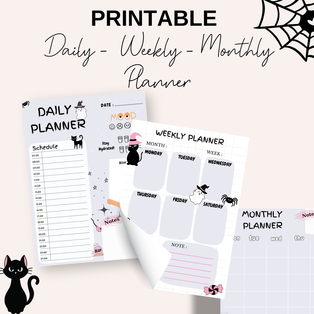 Spooky Daily Planner,crafty Mandy,daily Schedule,witchy Planner,gothic ...