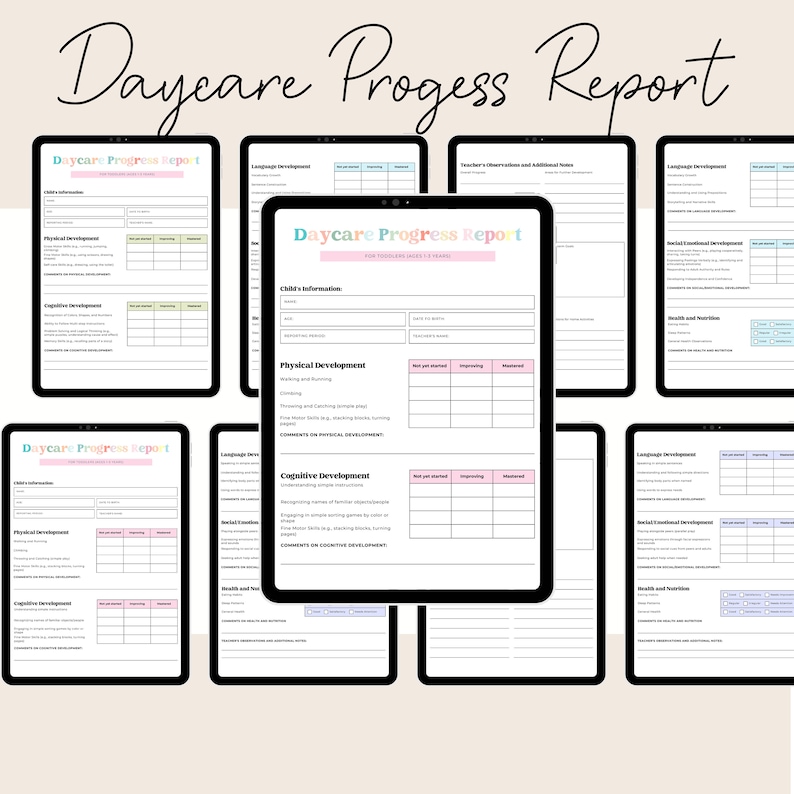 Daycare Progess Report, Report for Parents, Parent Teacher Conference ...