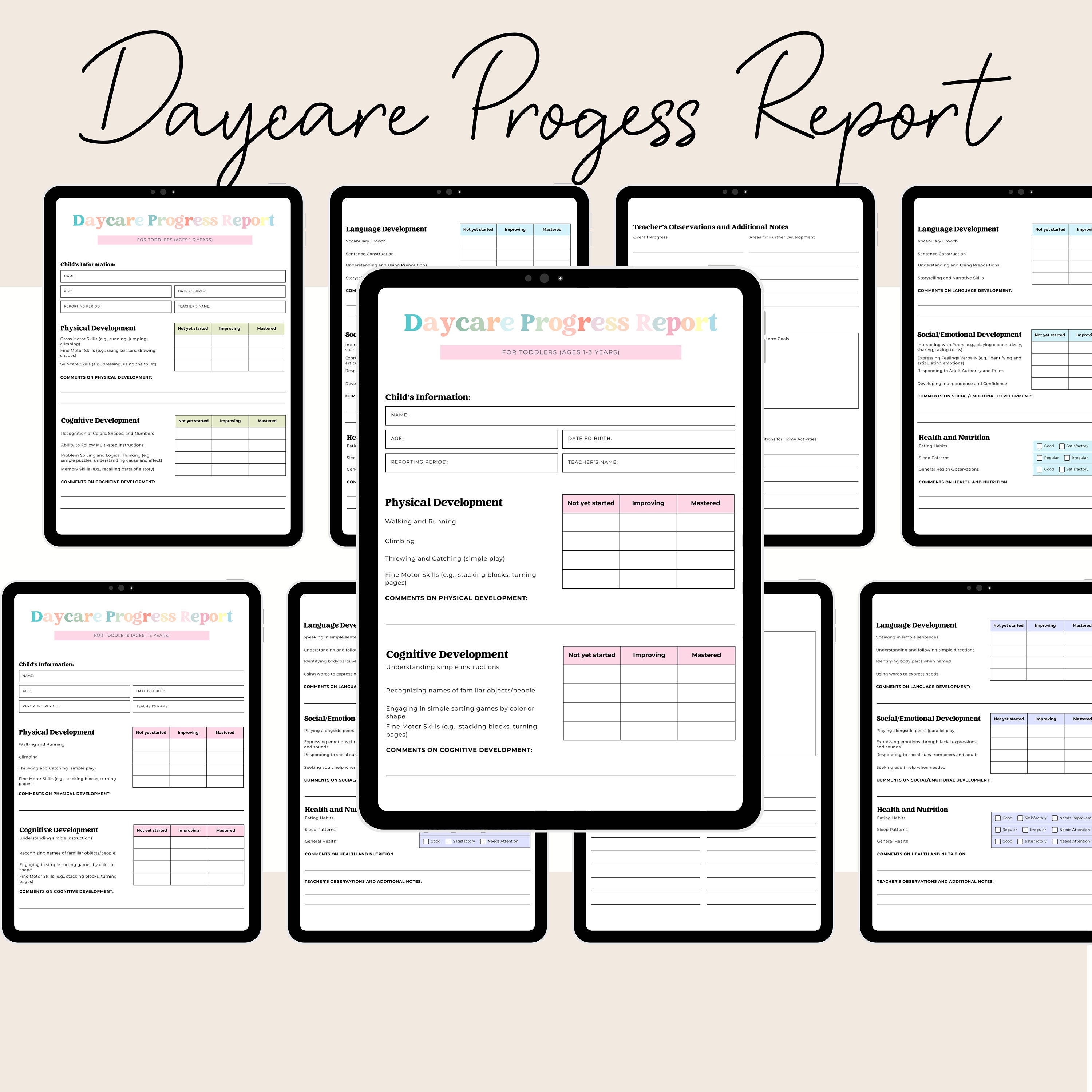 Daycare Progess Report, Report for Parents, Parent Teacher Conference ...