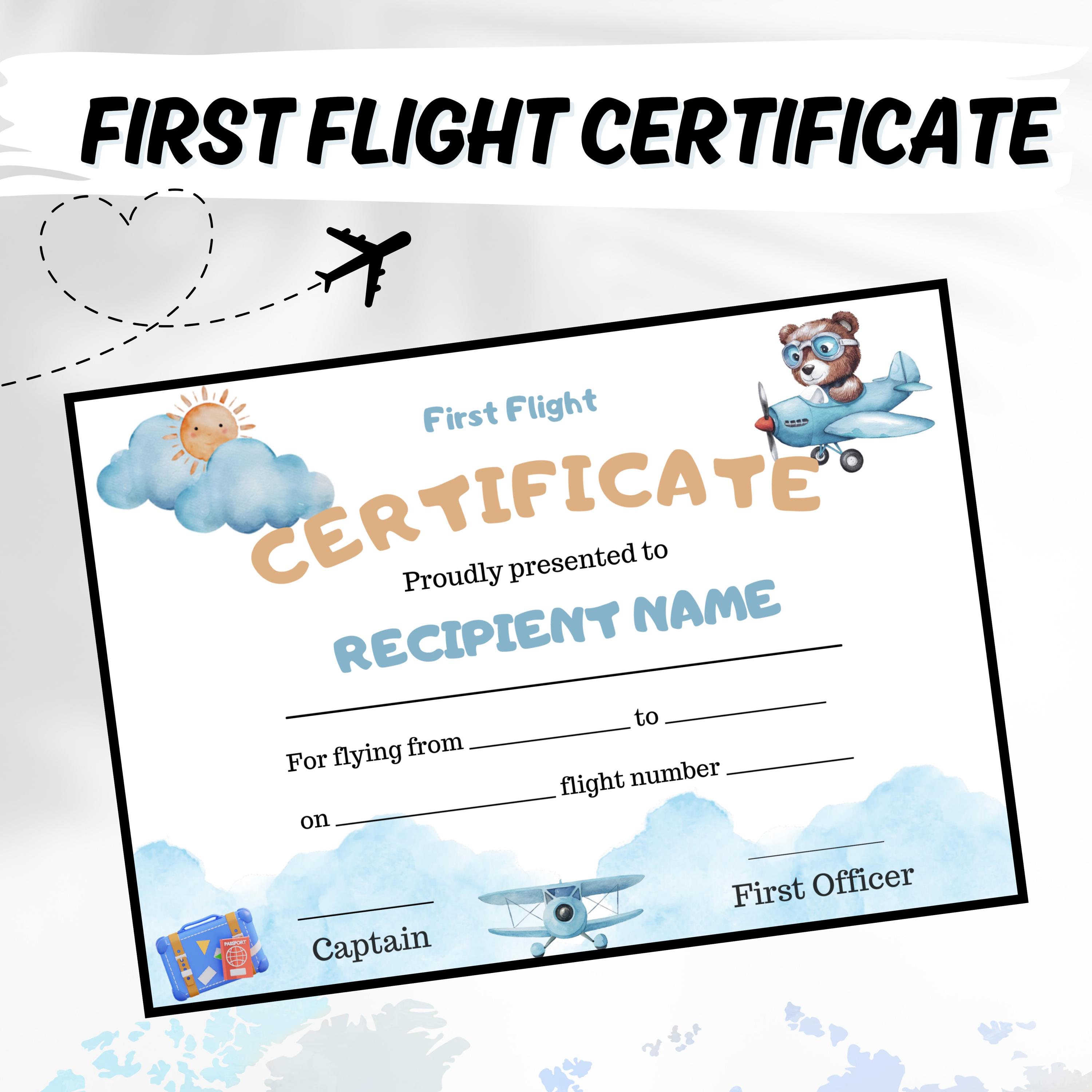 My First Flight Certificate for Kids,editable Travel Keepsake,toddler ...