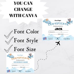 My First Flight Certificate for Kids,editable Travel Keepsake,toddler ...