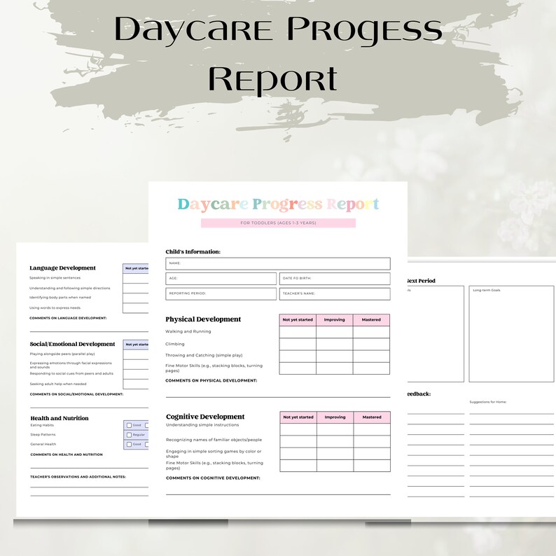Daycare Progess Report, Report for Parents, Parent Teacher Conference ...