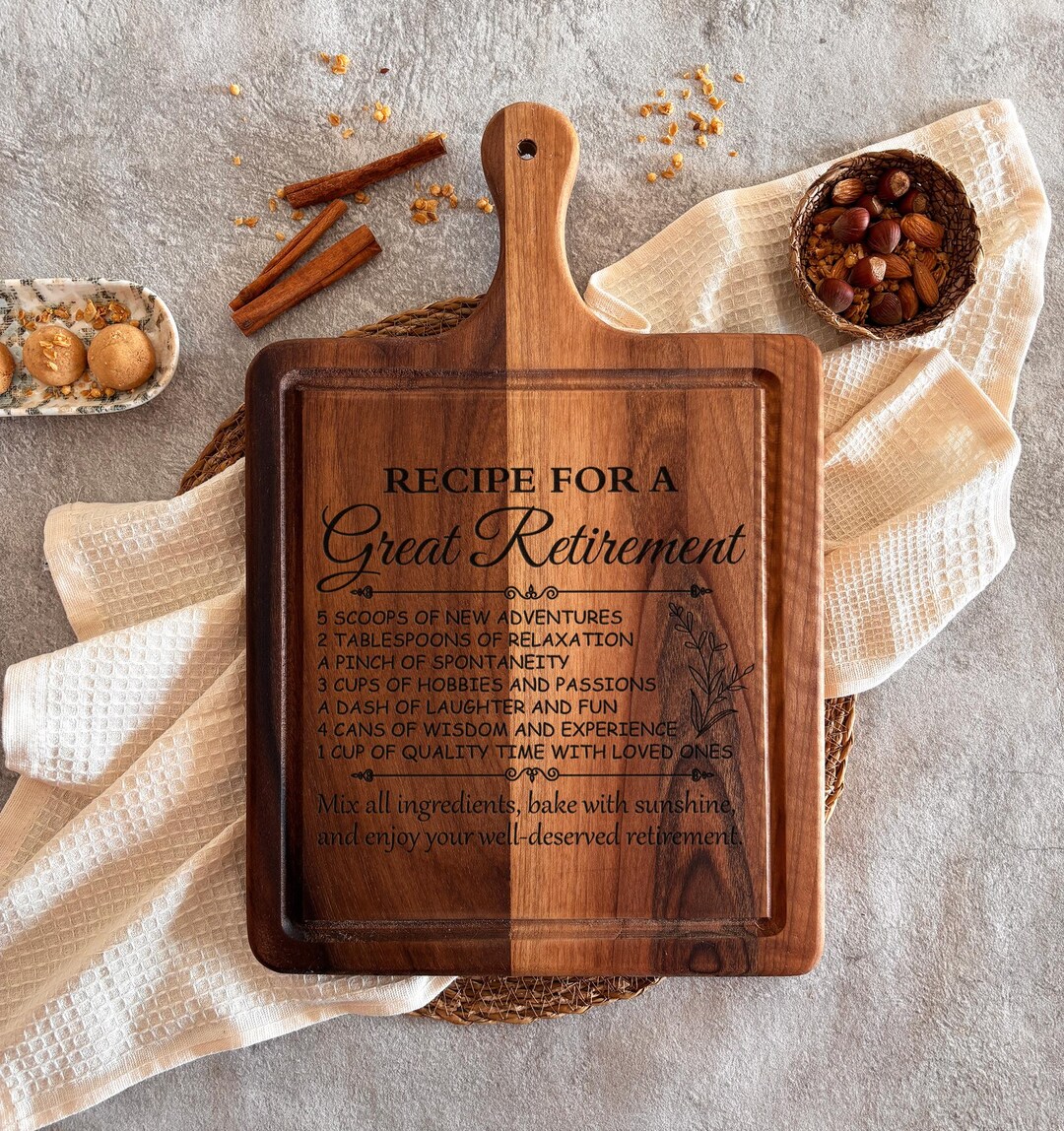 Personalized Retirement Cutting Board, Recipe Engraved Wood - Etsy