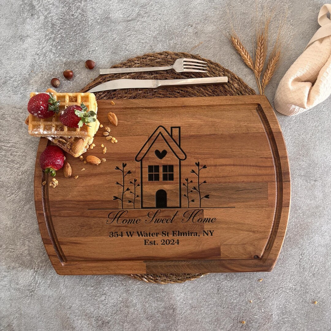 Personalized New Home Gift Board, Home Sweet Home Cutting Board ...