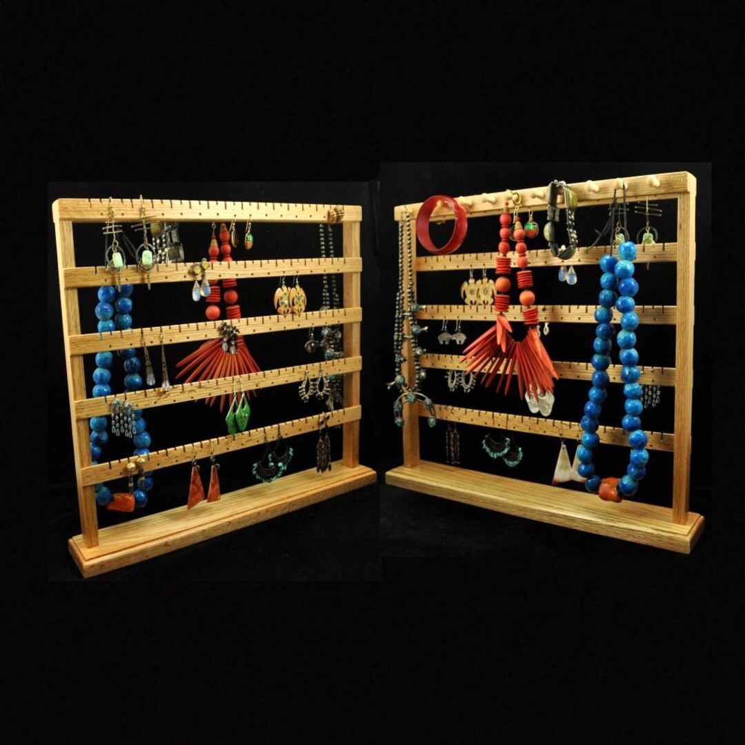 Made in USA Large Standing Earring Holder Tree Storage Display Oak - Etsy