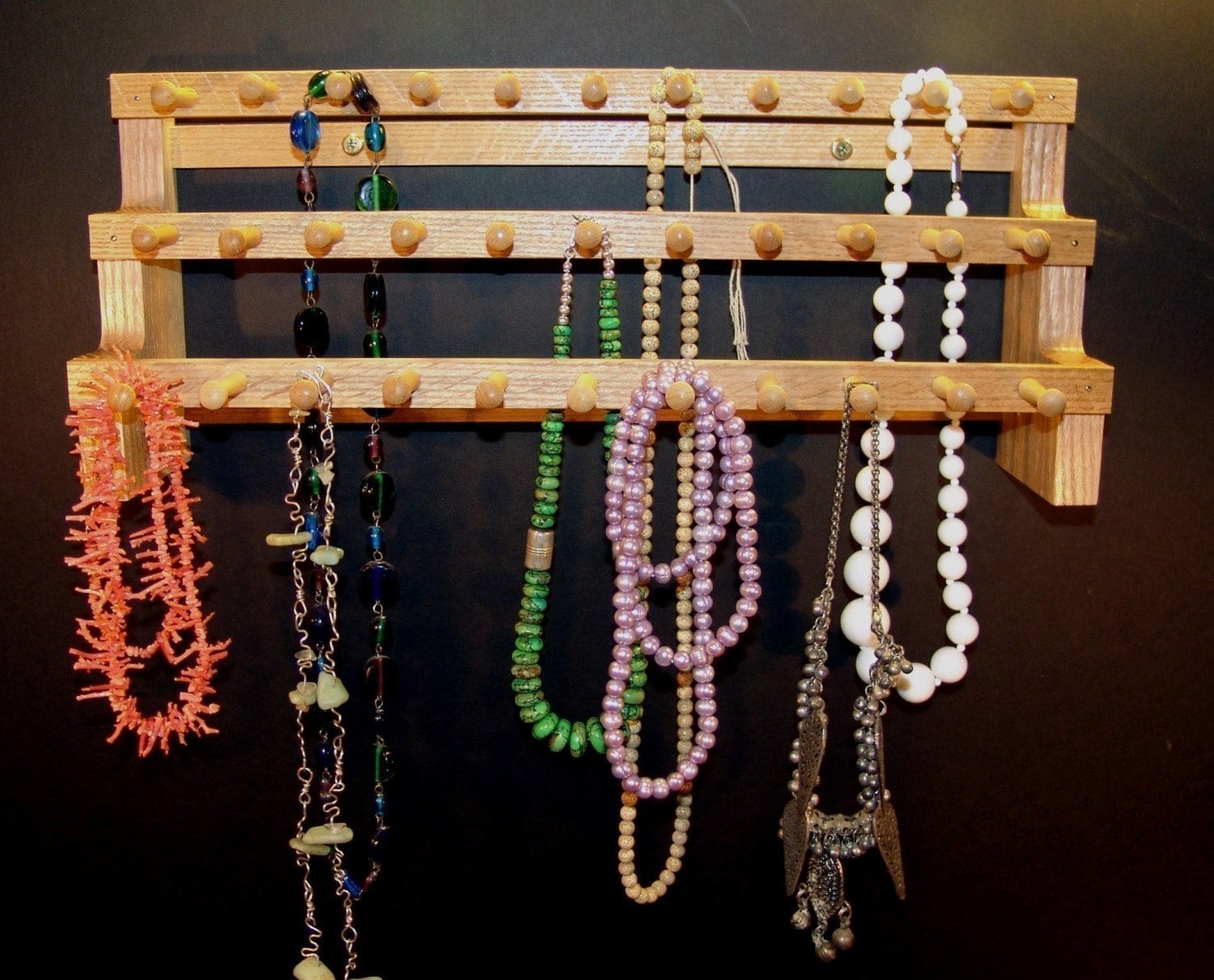 Made in USA Necklace Holder Storage Hanging 18 Inches With 2 Inch Pegs ...