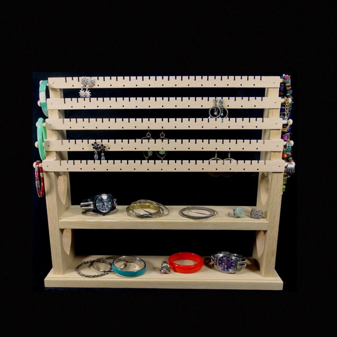 Large Flush Standing Earring Holder With Pegs and Shelf Storage - Etsy