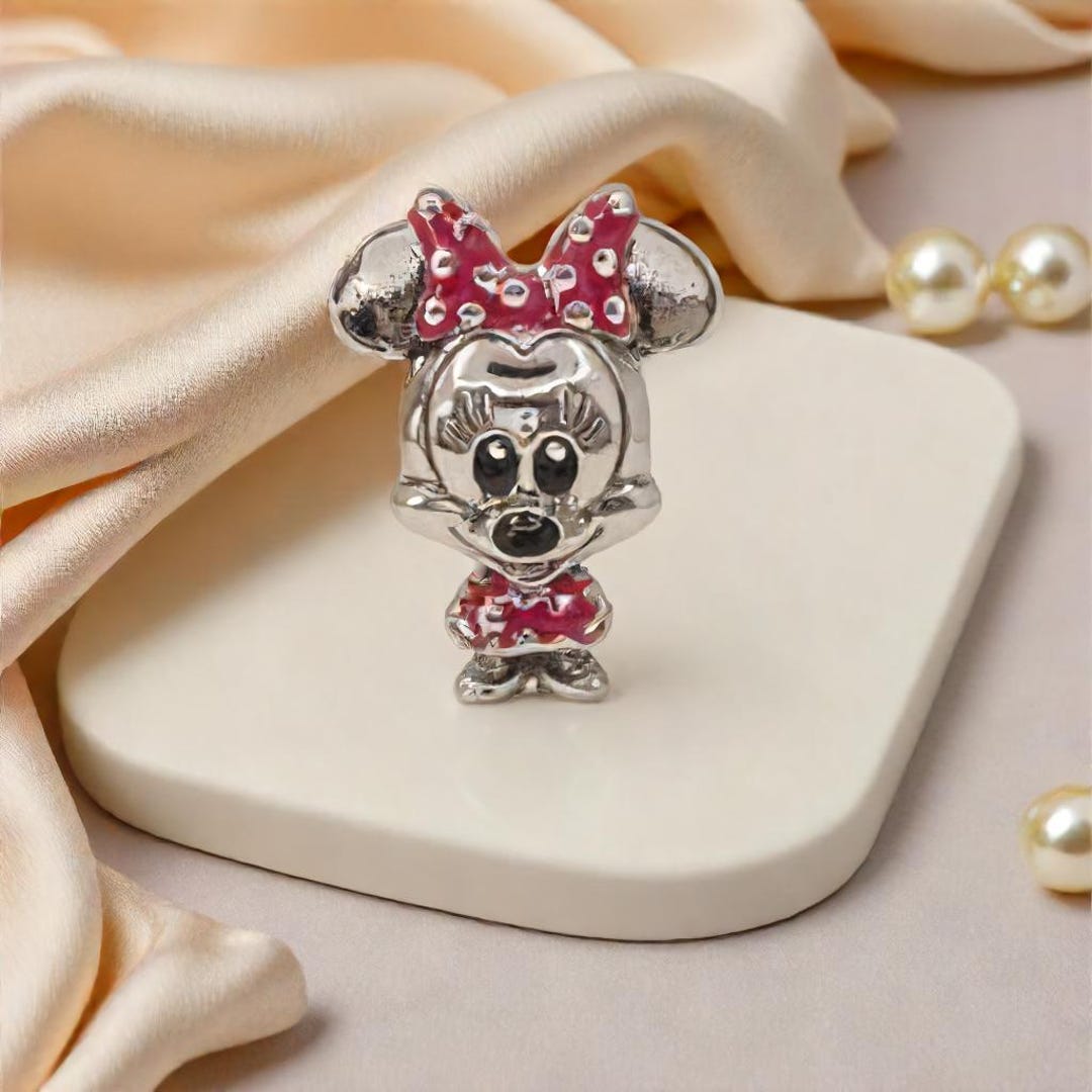 Silver Minnie Mouse Charm, Dotted Dress & Bow Cute, Popular, and ...