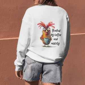 Funny Coffee and Anxiety Chicken PNG, Quirky Whimsical Sublimation ...