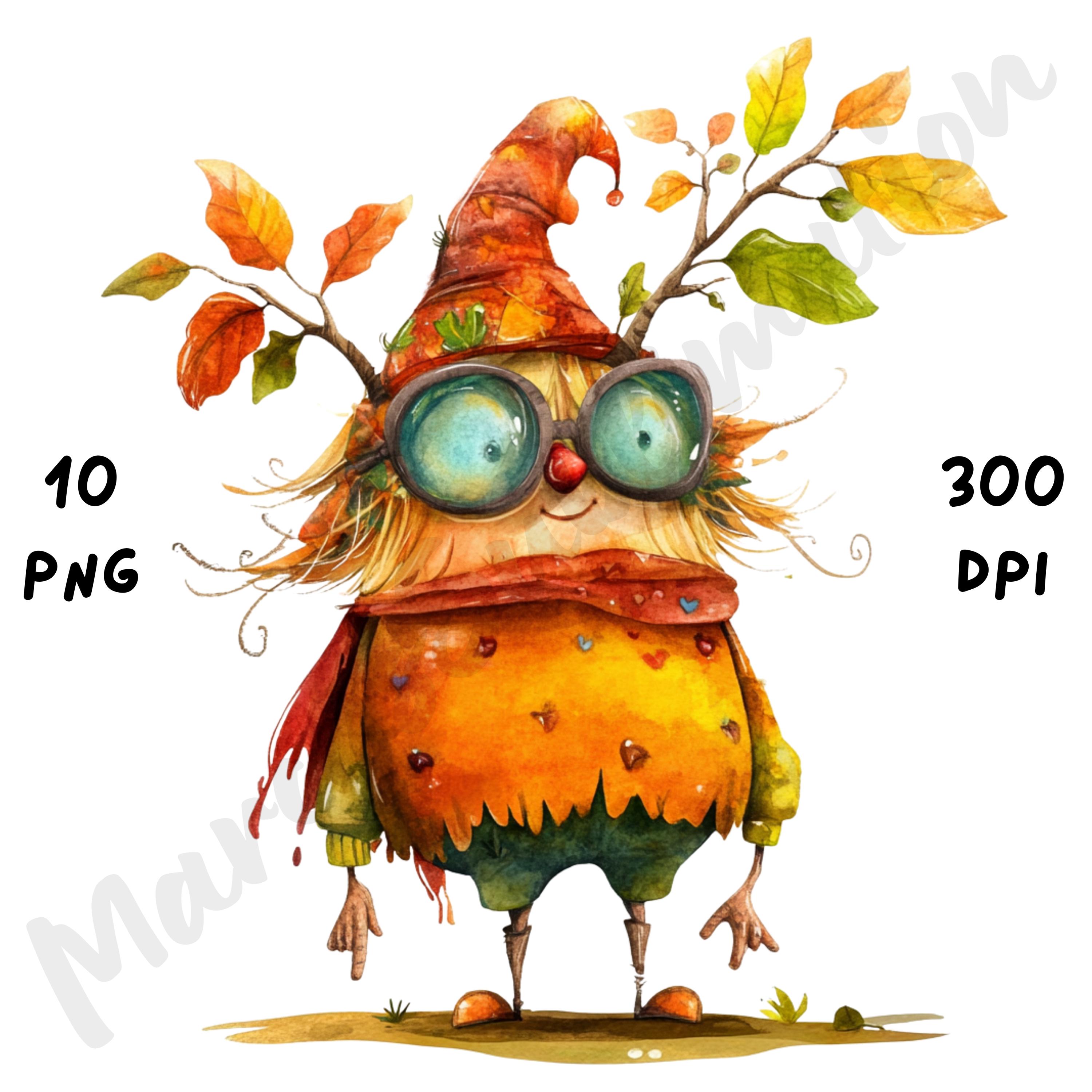 10 PNG Quirky Fall Character Clipart, Whimsical Autumn Monster ...