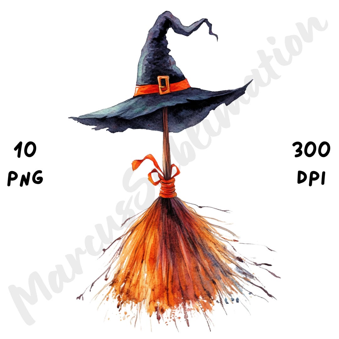 10 PNG Quirky Witch’s Broom Clipart, Whimsical Halloween Magical Clip ...