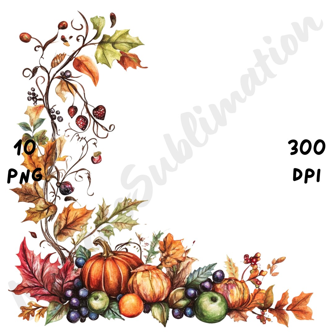 10 PNG Quirky Fall Ornament Border Clipart, Whimsical Autumn ...