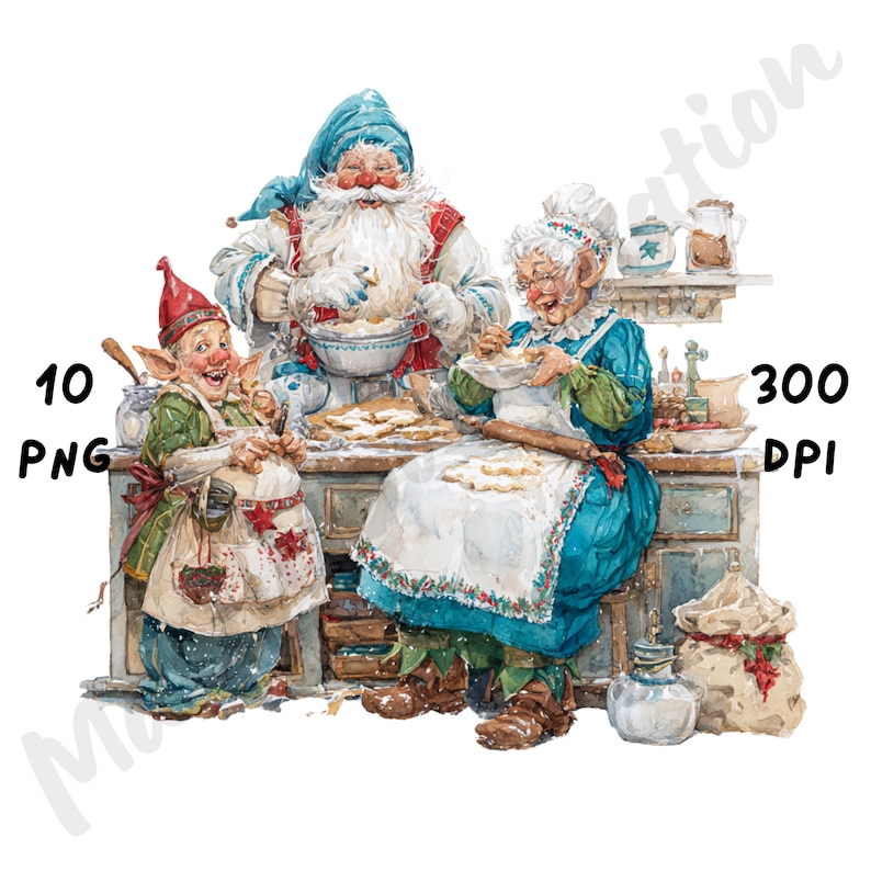 10 PNG Quirky Santa, Mrs Claus & Elf Clipart, Whimsical Funny Christmas ...