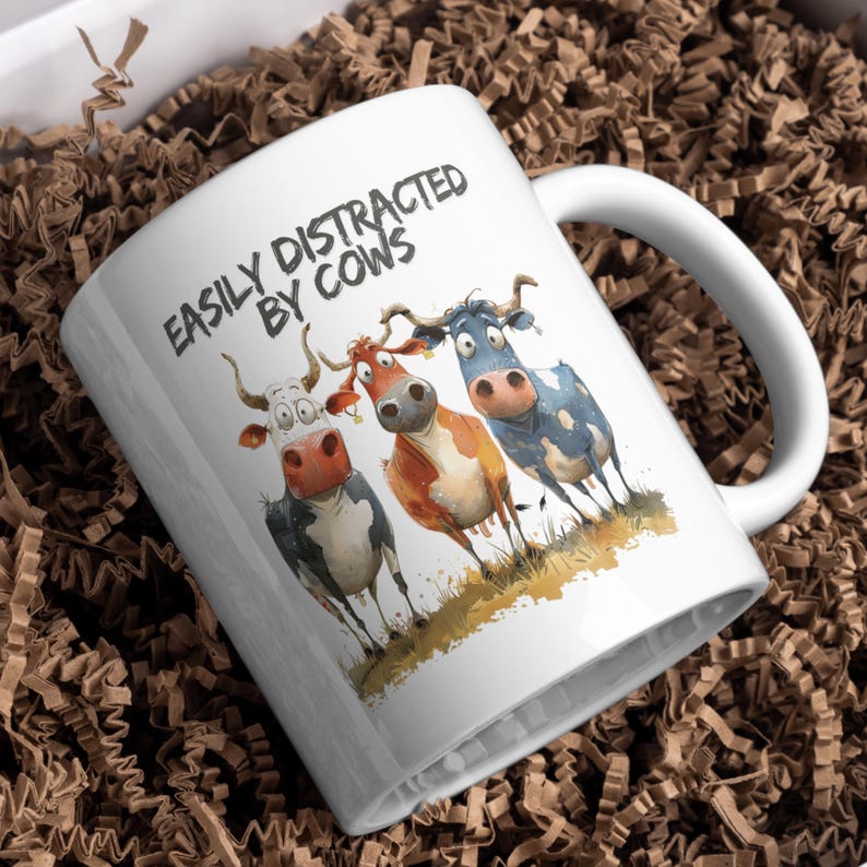 Sarcastic Cow PNG – Funny “easily Distracted by Cows” Sublimation ...