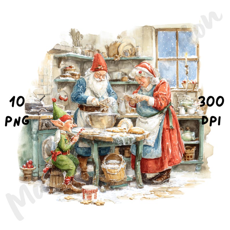 10 PNG Quirky Santa, Mrs Claus & Elf Clipart, Whimsical Funny Christmas ...