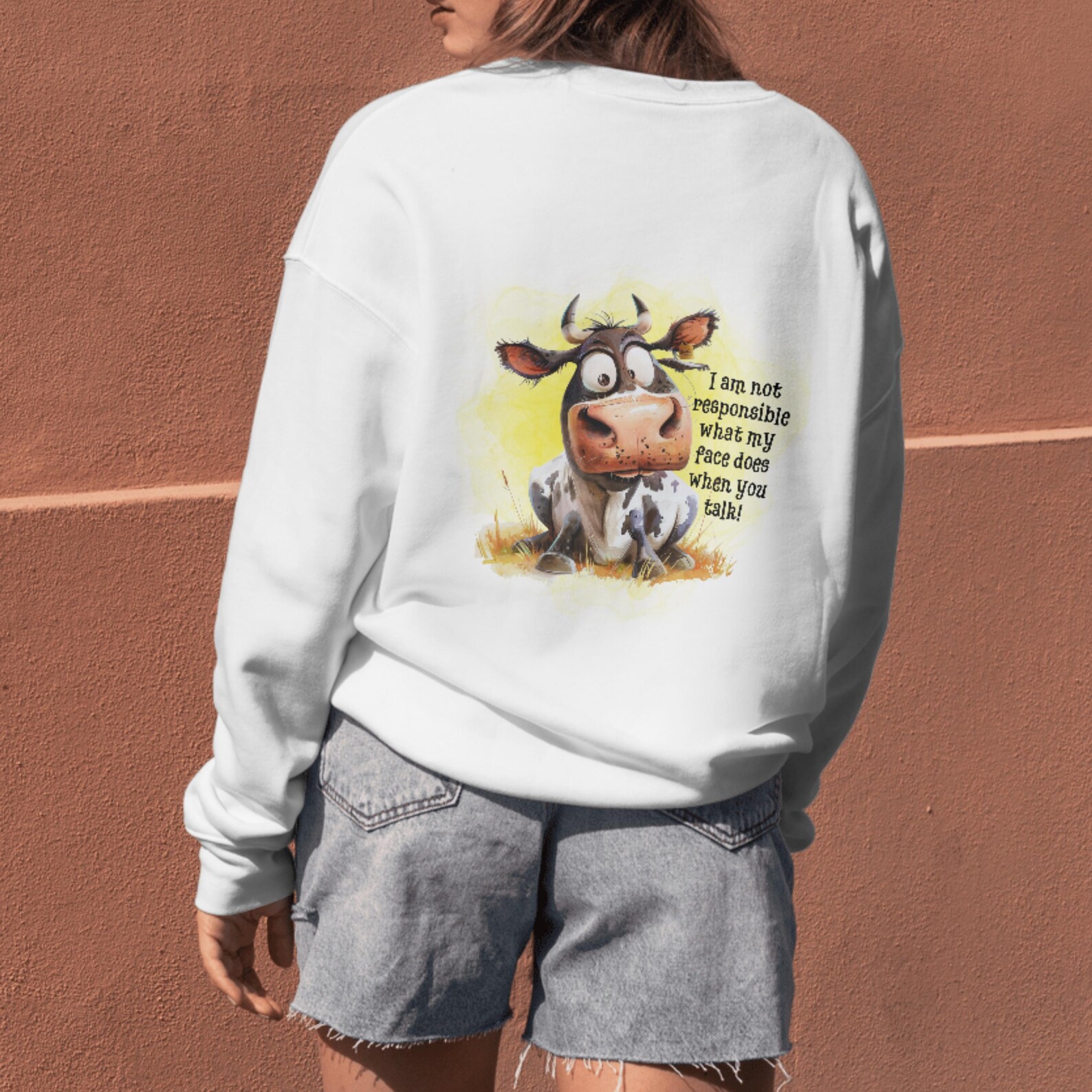 Whimsical Cow PNG, Quirky Funny Cow Sublimation Design, Sarcastic ...