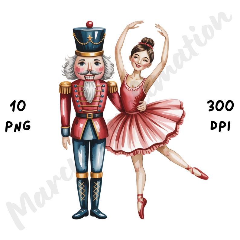10 PNG Christmas Nutcracker Clipart, Watercolor Christmas Printable ...