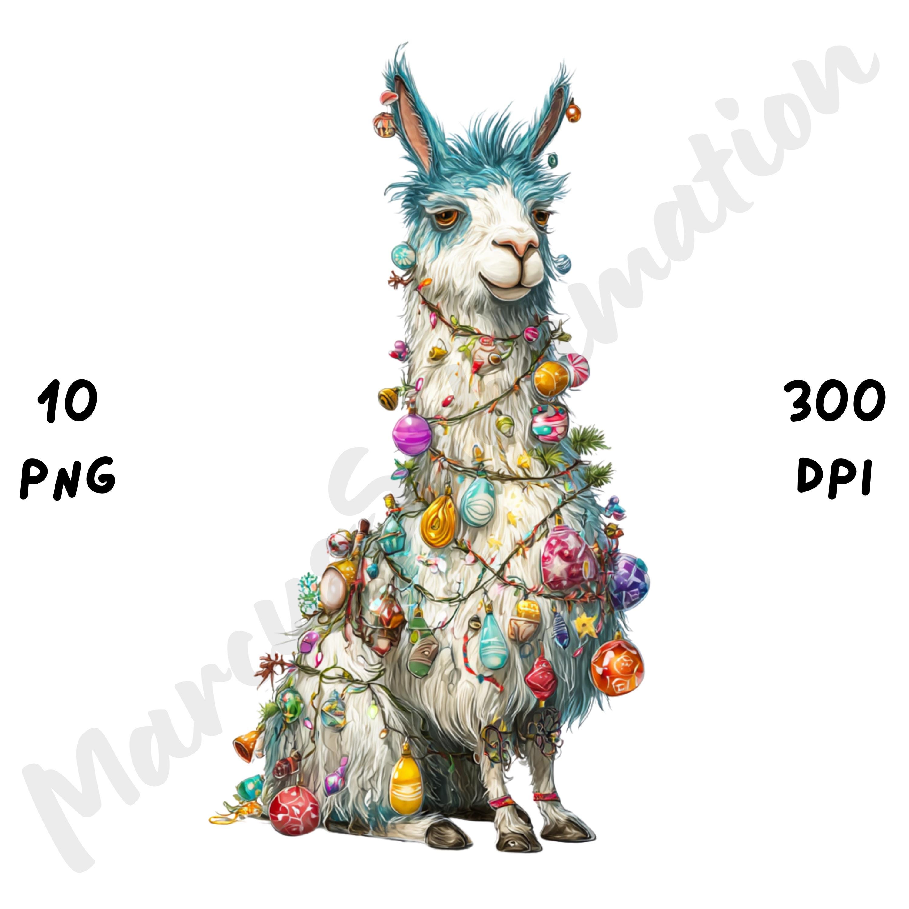 10 PNG Quirky Christmas Llama Clipart, Whimsical Winter Animal ...