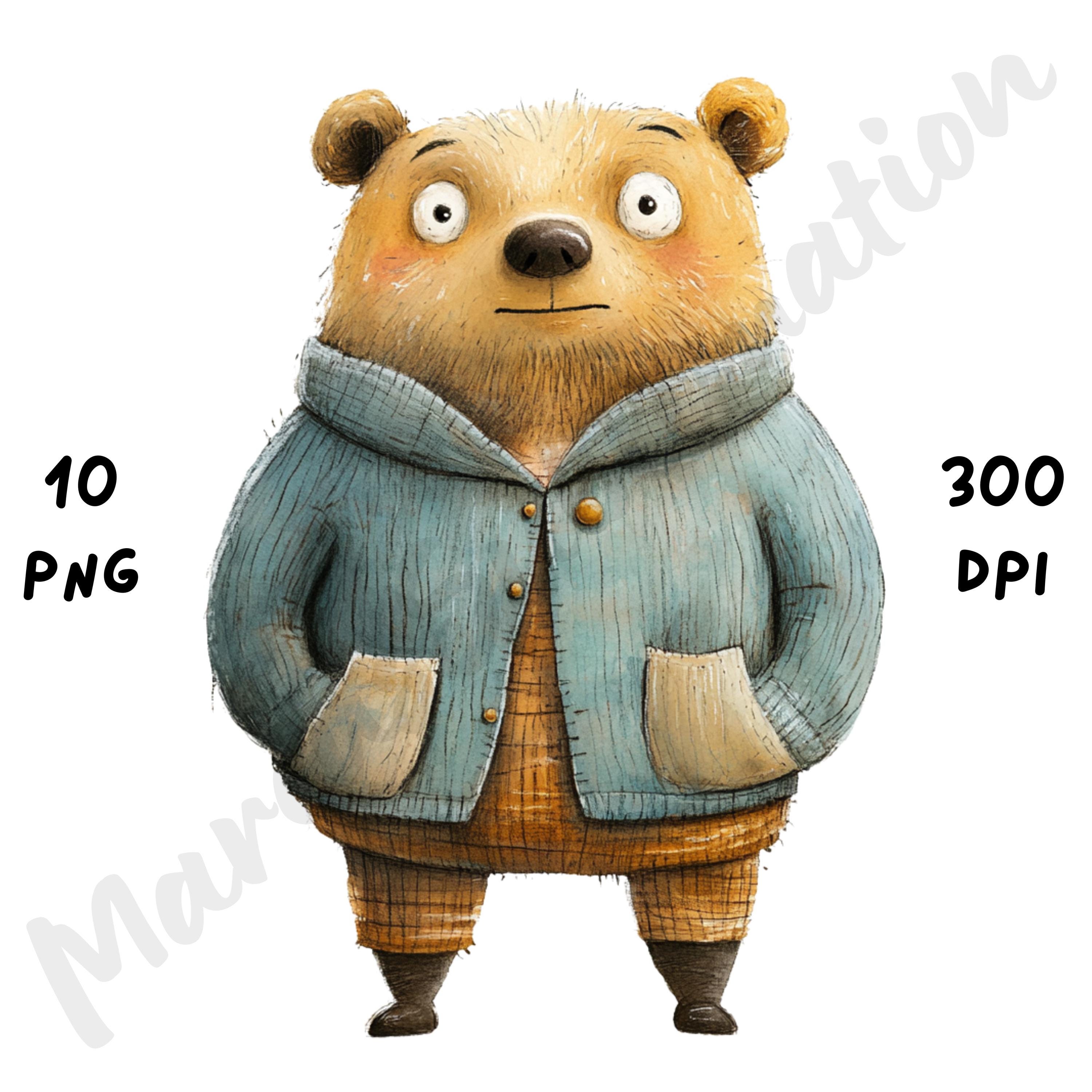 10 PNG Quirky Bear Clipart – Whimsical Funny Cartoon Bear Art ...