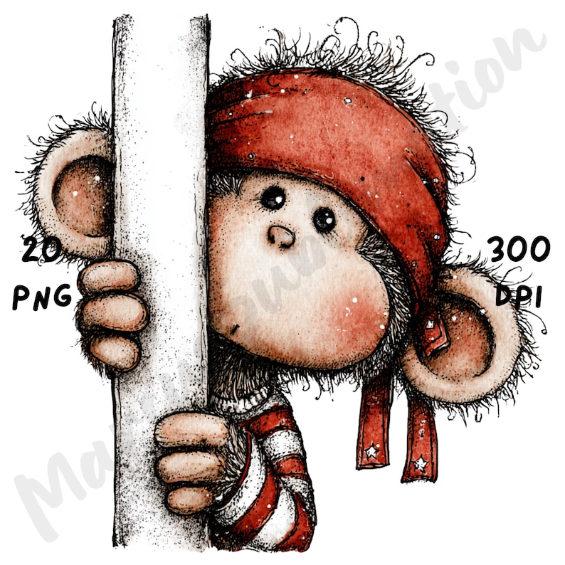 Peeking Monkey Clipart, Quirky Peeker Jungle Animal PNG Set, Whimsical ...
