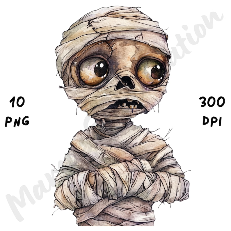 10 PNG Quirky Creepy Mummy Clipart, Funny Whimsical Halloween ...