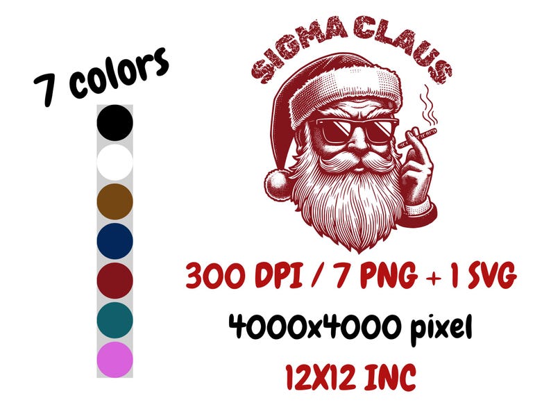 Sigma Claus Png Svg Files, Cool Retro Christmas Santa Claus Png ...