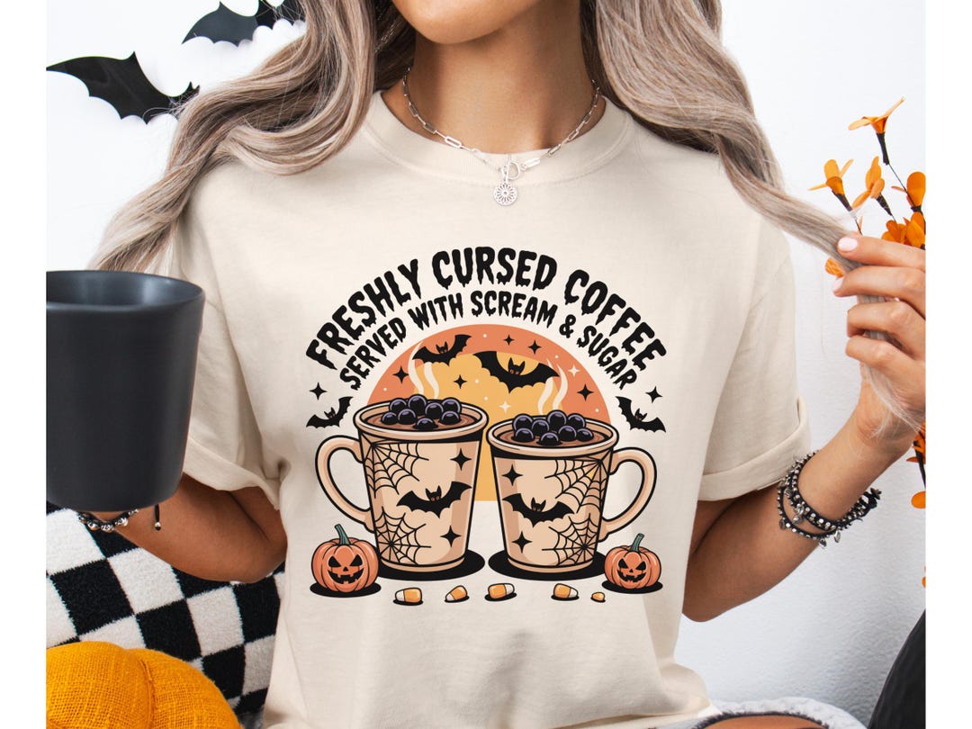 Freshly Cursed Coffee PNG, Halloween Coffee Sublimation, Spooky Season ...