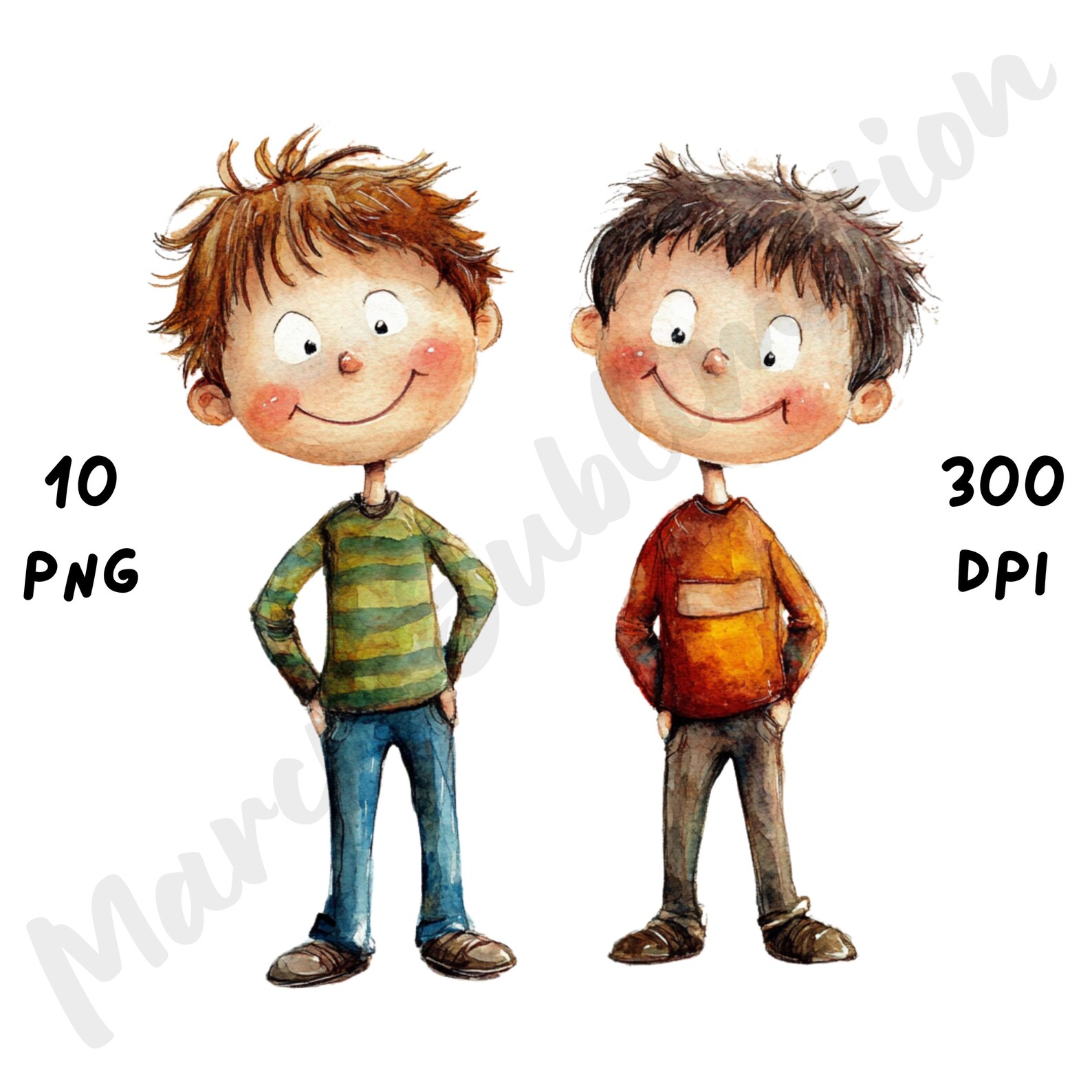 10 PNG Quirky Best Friend Boys Clipart, Whimsical Cartoon Cute ...